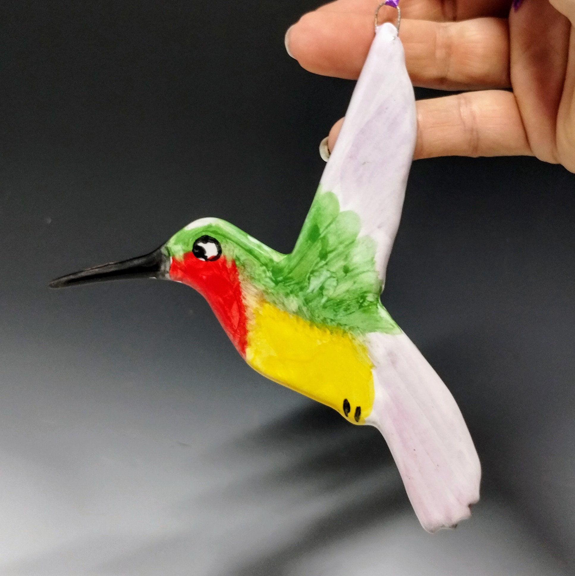 Hummingbird Bird Tree Pottery Clay Ornament or Wall Hanging - Handmade ...