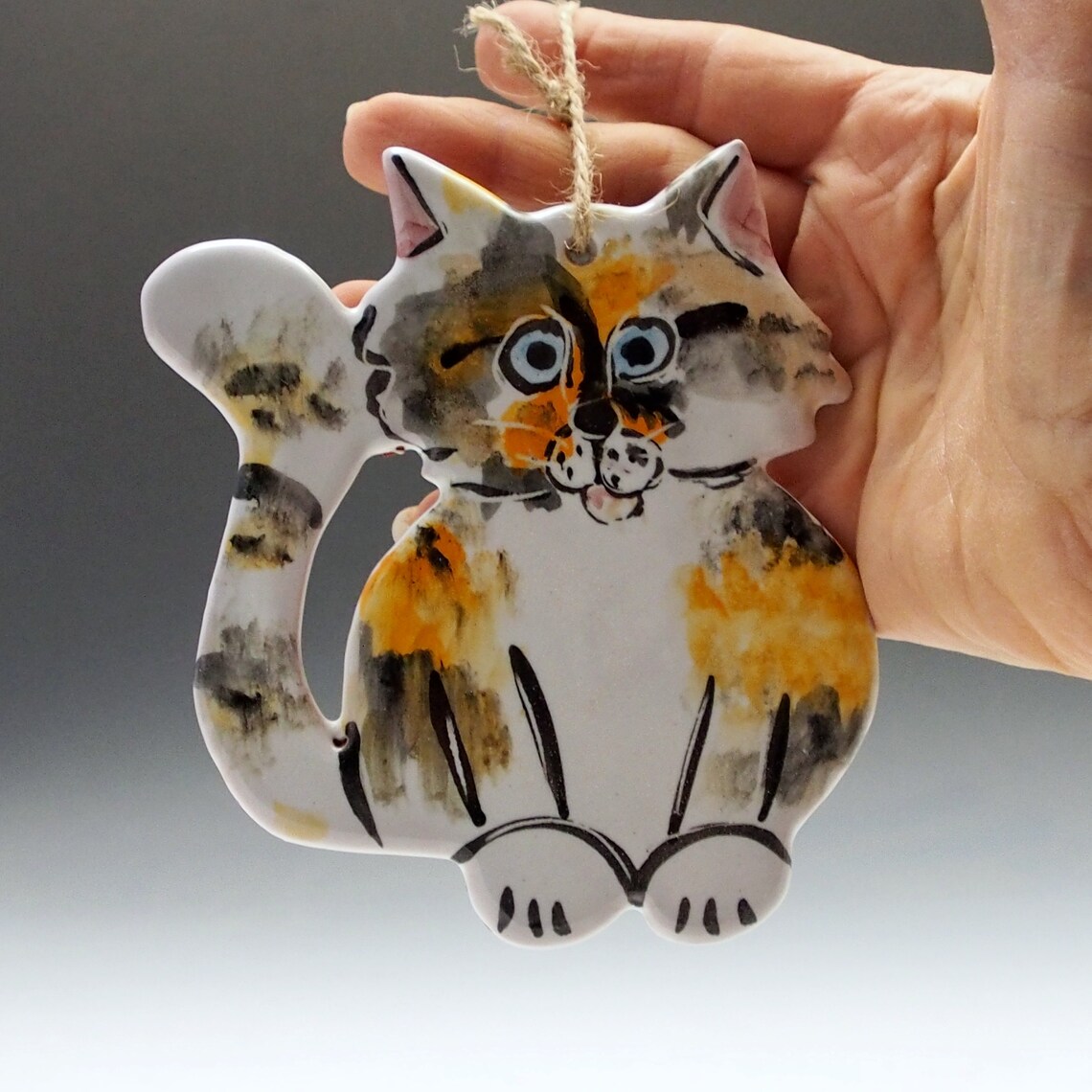 Light Calico Cat Pottery Ornaments for Wall Decoration or | Etsy