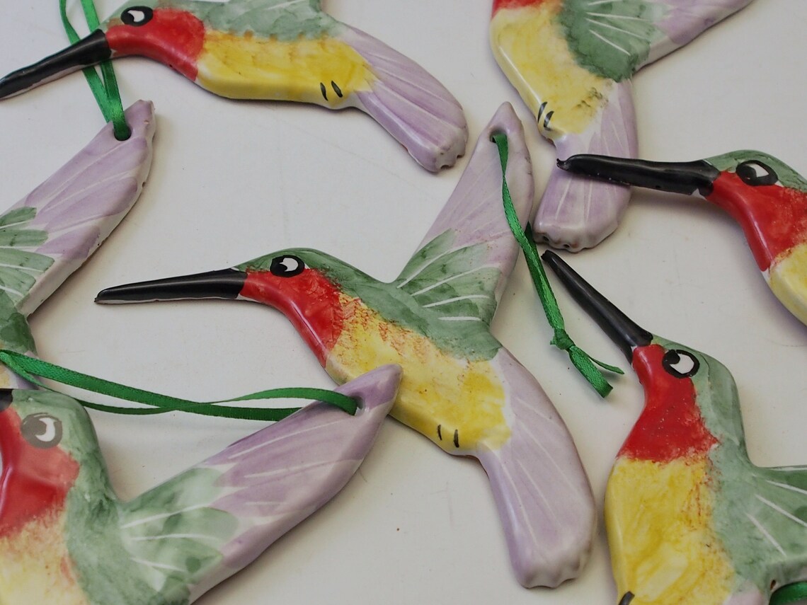 Hummingbird Bird Tree Pottery Clay Ornament or Wall Hanging - Handmade ...