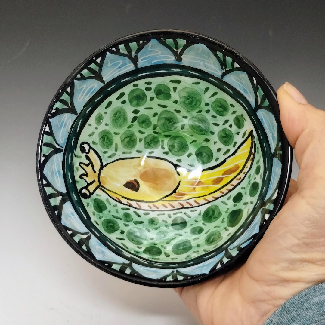 Handmade Yellow Banana Slug Pottery Bowl: Majolica UC Santa Cruz Mascot ...