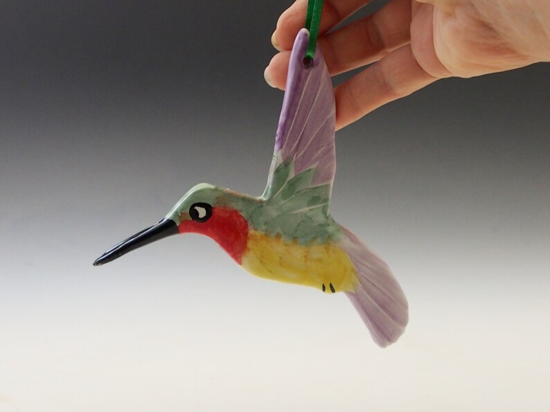 Hummingbird Bird Tree Pottery Clay Ornament or Wall Hanging - Handmade ...