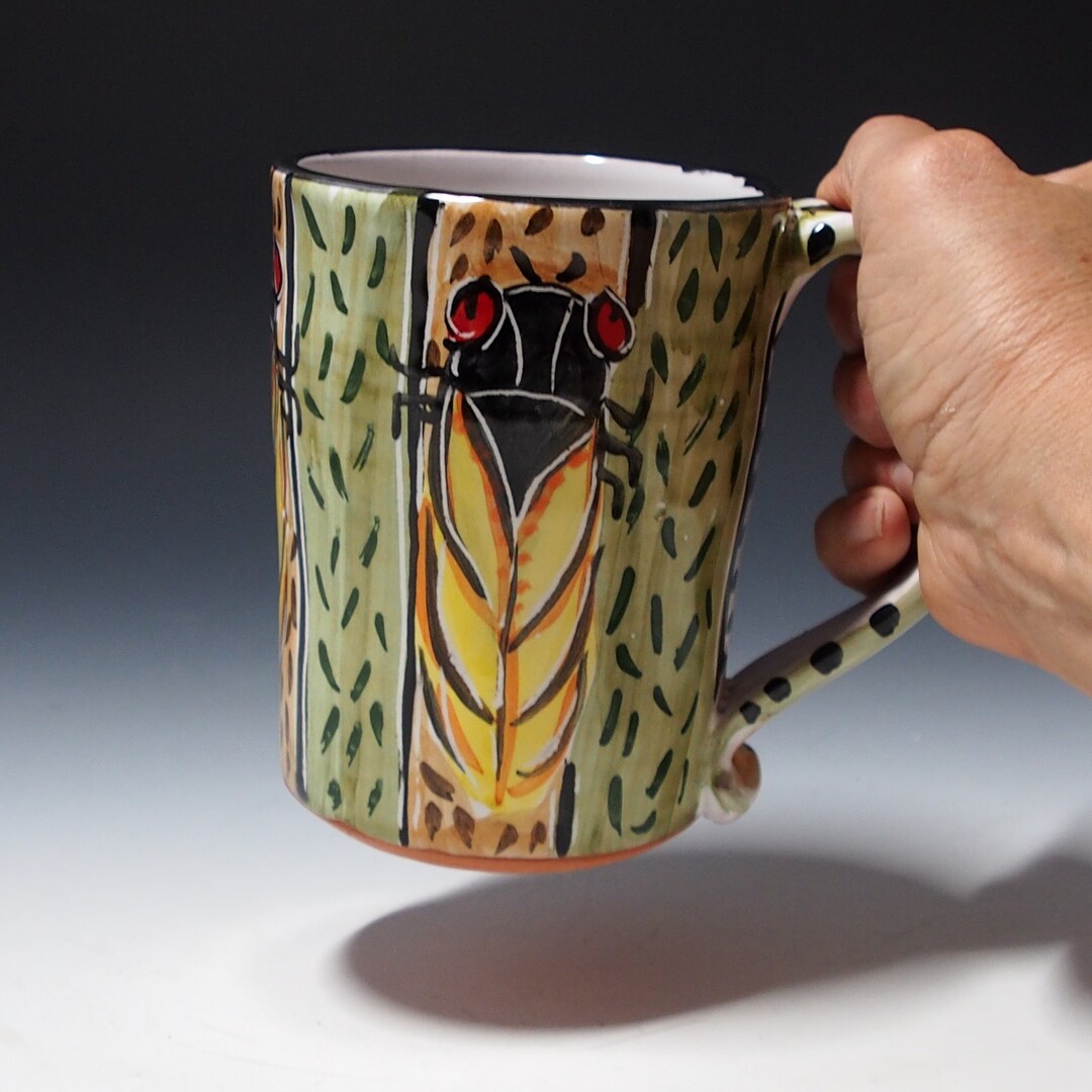 Red Eye Cicada Insects Large Pottery Coffee or Tea Mug - Handmade ...