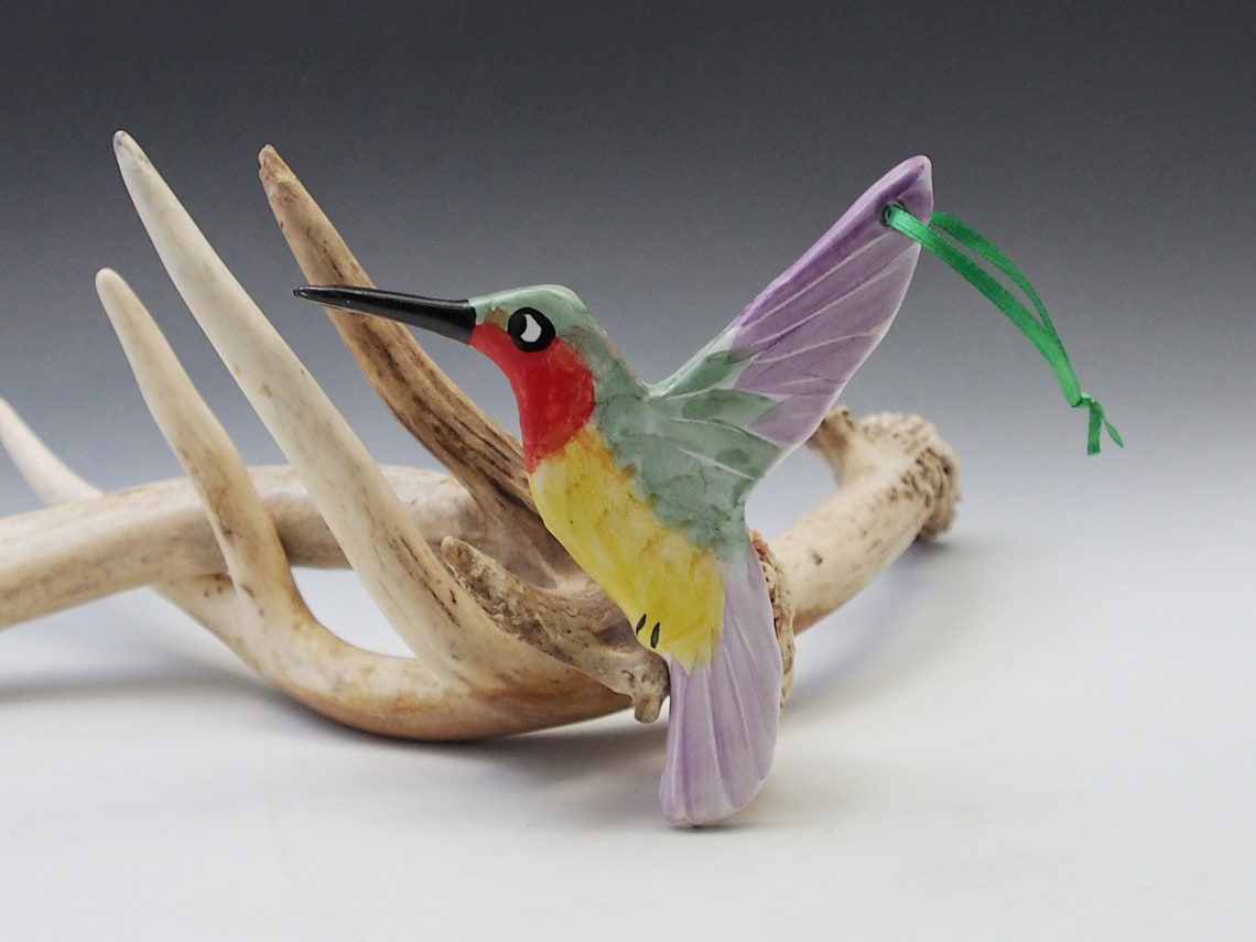 Hummingbird Bird Tree Pottery Clay Ornament or Wall Hanging - Handmade ...