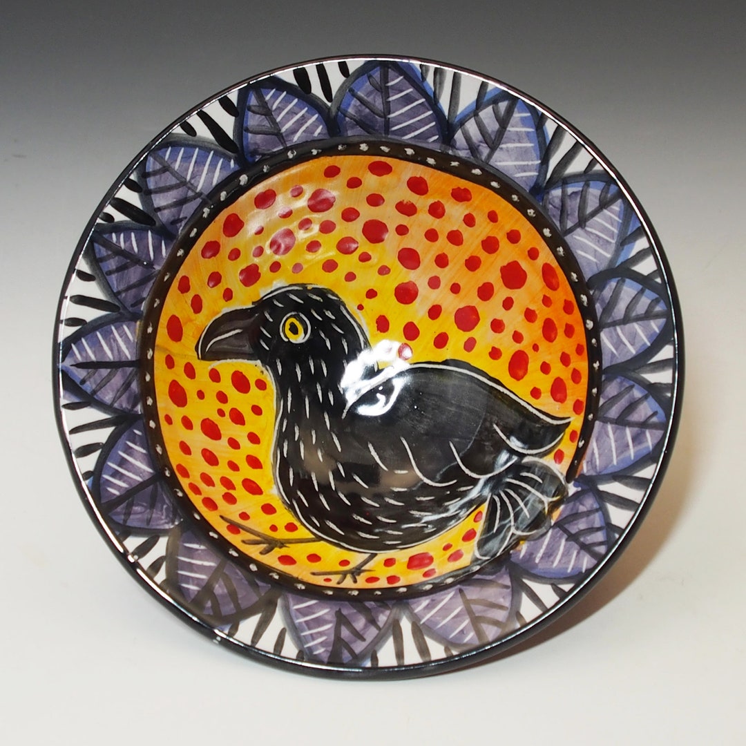 Black Crow Bird Small Pottery Serving Bowl for Soup Pasta - Etsy