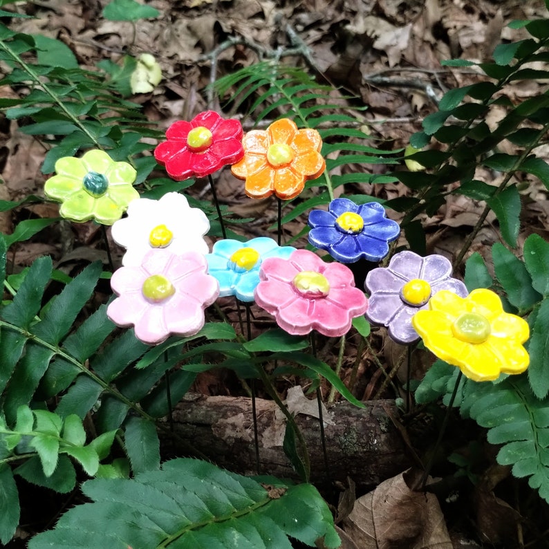 Ceramic Daisy Flower: Handmade Clay Garden Plant Accessory - Etsy