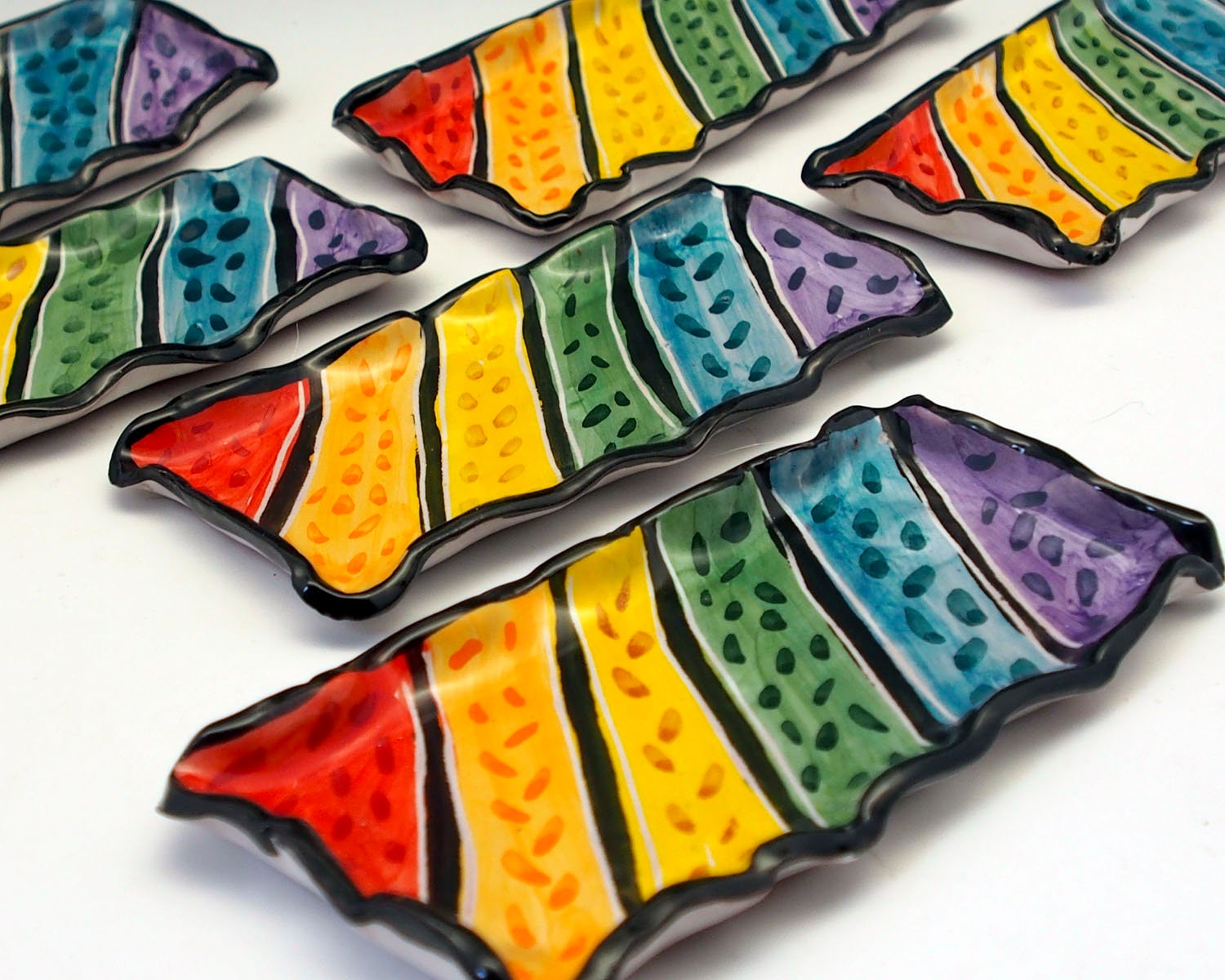 Rainbow Pottery Spoon Rest Small Tray or Butter Dish | Etsy