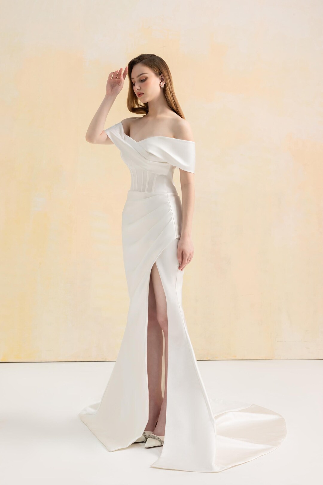 Elegant Mermaid Wedding Dress, Morden Wedding Dress, Satin Wedding ...