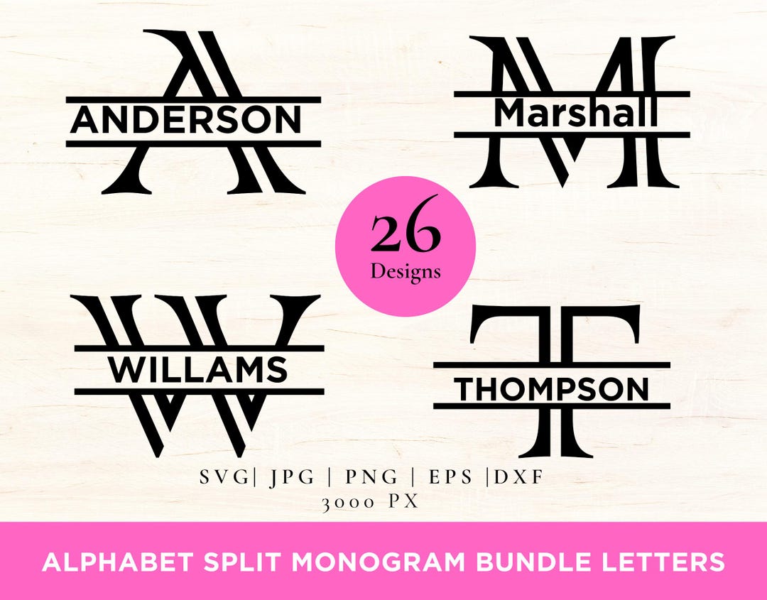 26 Alphabet Split Monogram Bundle Letters - Etsy