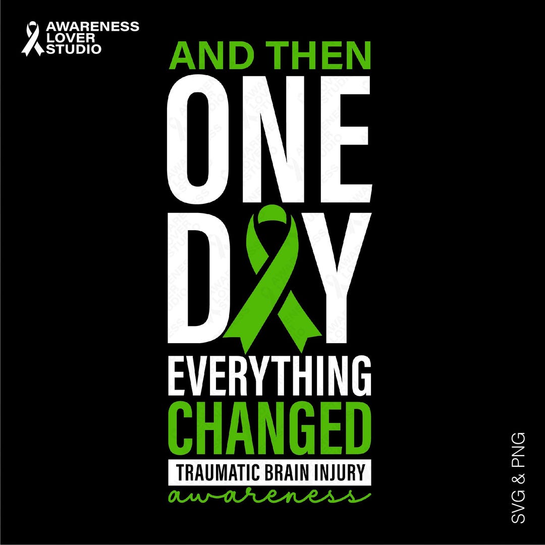 TBI Awareness SVG PNG: One Day Everything Changed Traumatic Brain ...