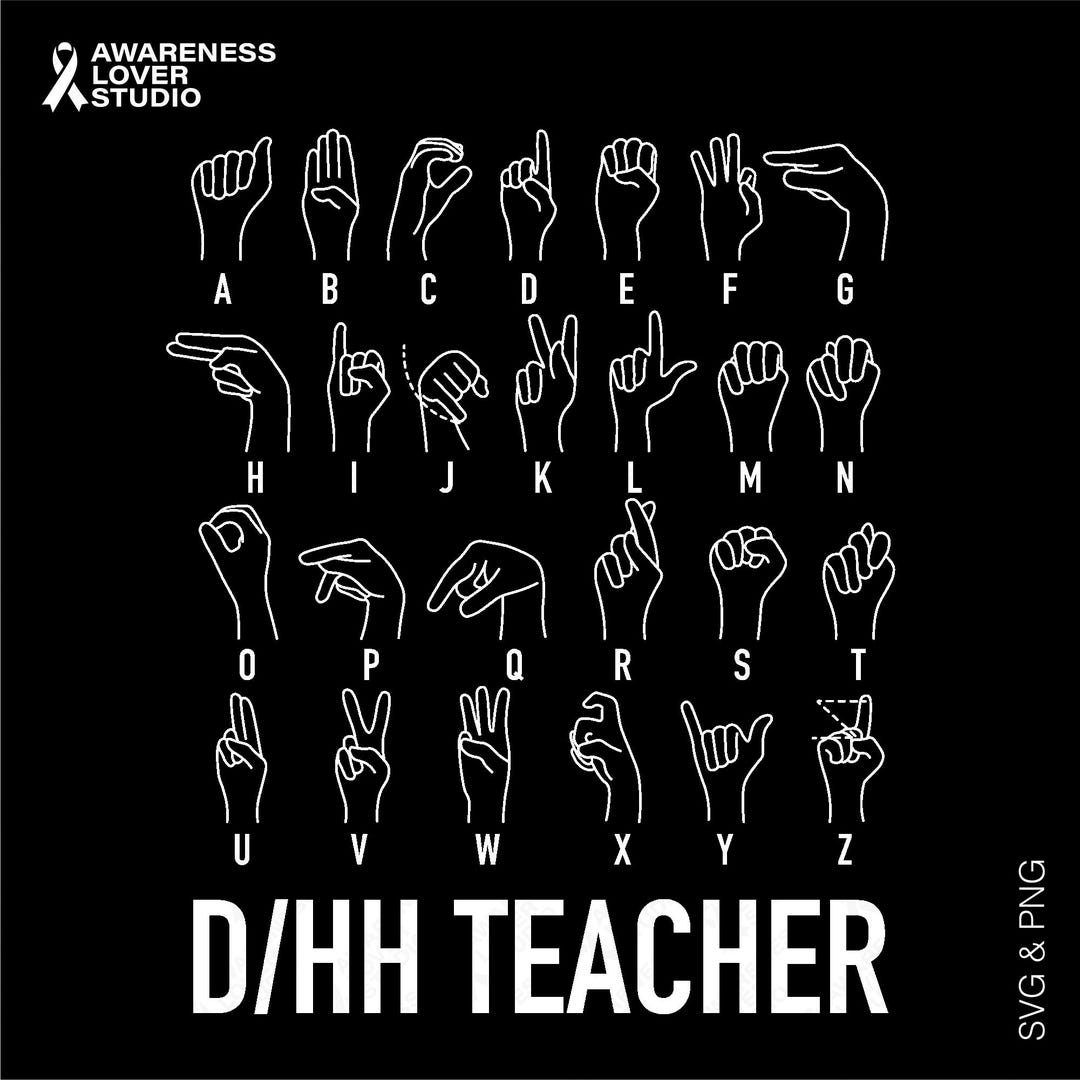 DHH Teacher Svg Png, ASL Alphabet Deaf Education Svg, Sped Teacher Svg ...