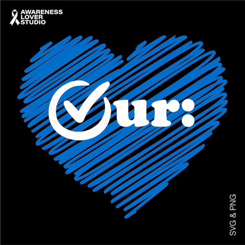 Check Your Colon Cancer SVG PNG: Colorectal Awareness, Blue Heart ...