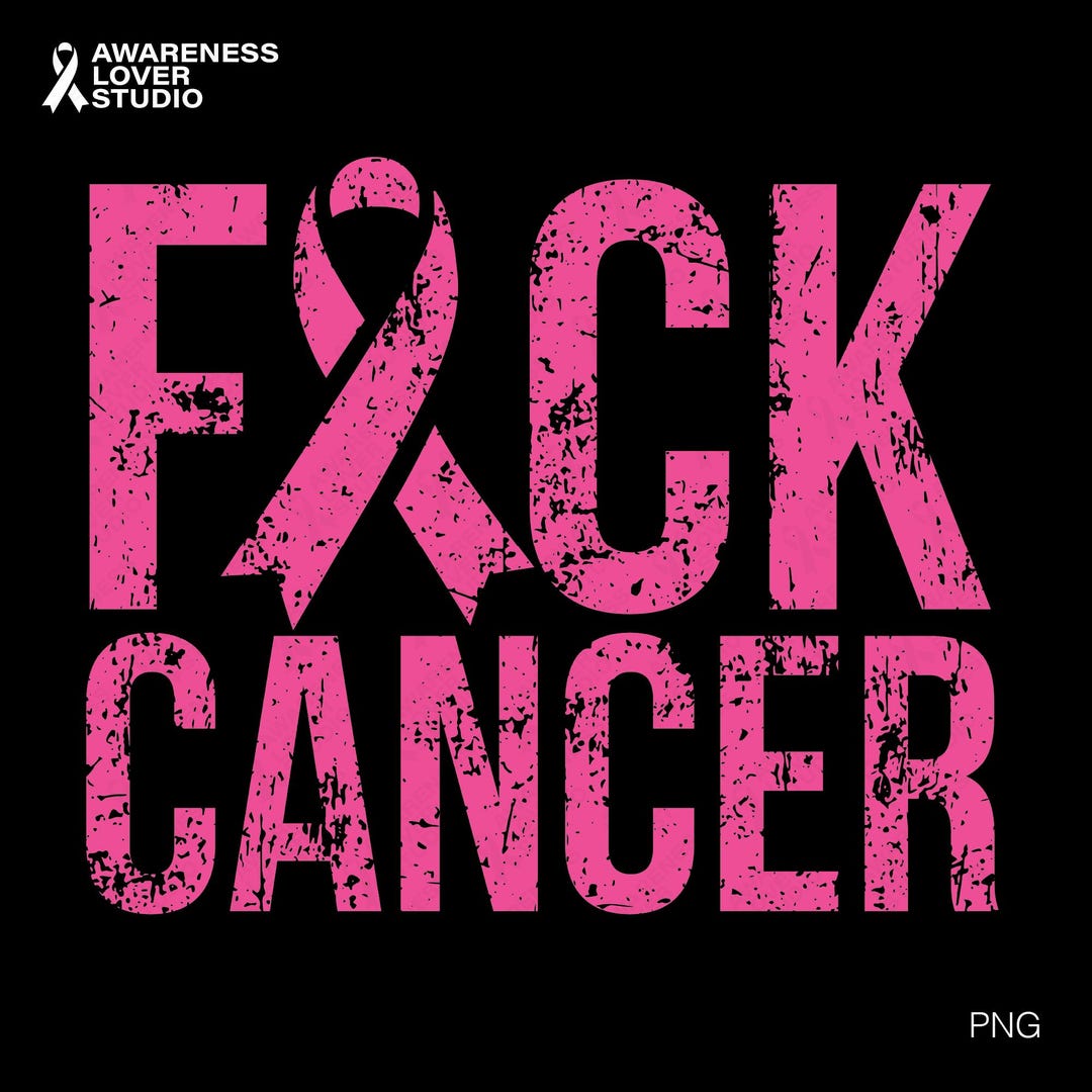 F*CK Cancer SVG PNG: Distressed Pink Ribbon Breast Cancer Awareness ...