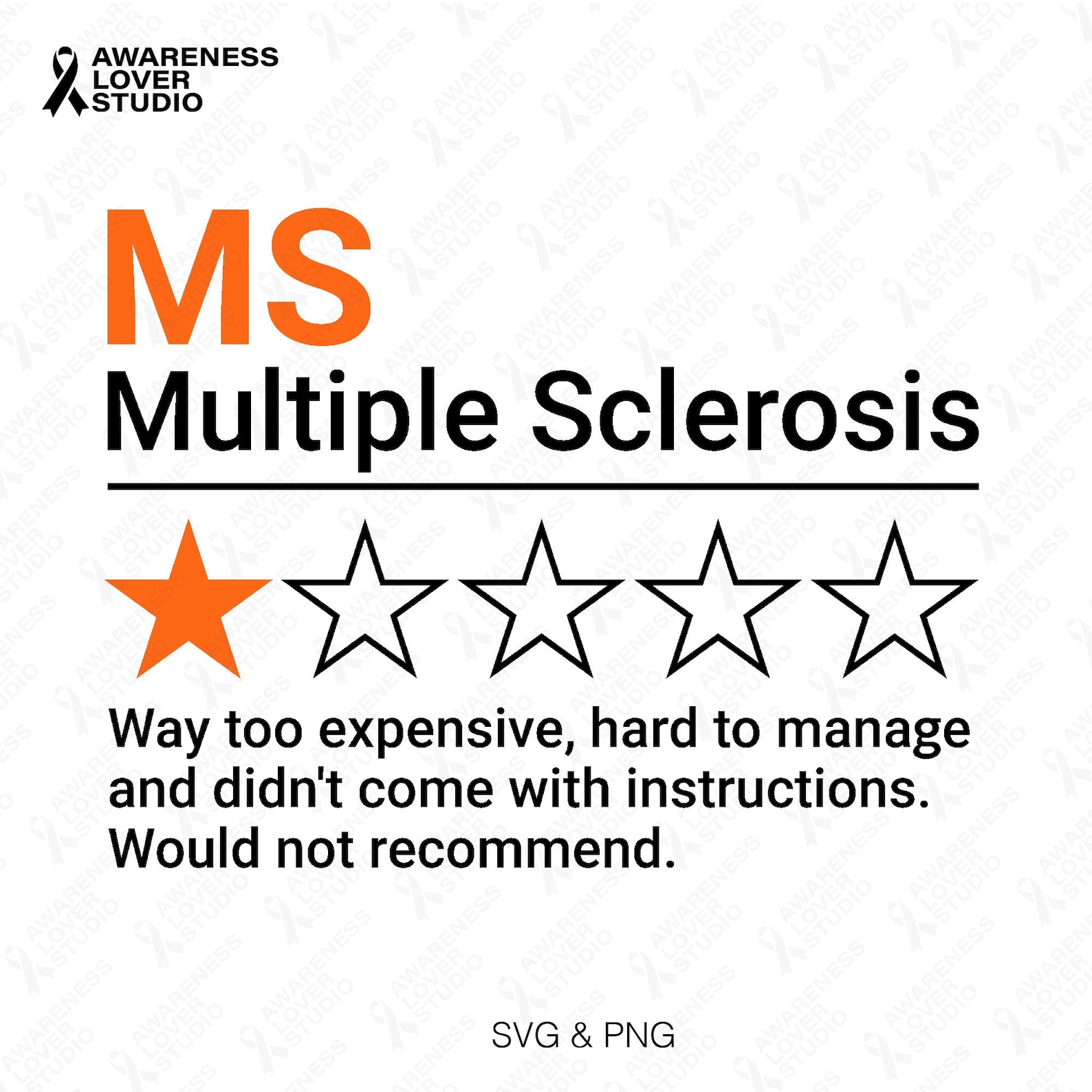 MS Awareness Orange Ribbon SVG PNG: Warrior Support Multiple Sclerosis ...