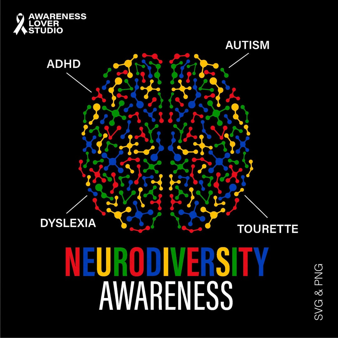 Neurodiversity Awareness SVG: Spectrum Autism ADHD Dyslexia Tourette ...