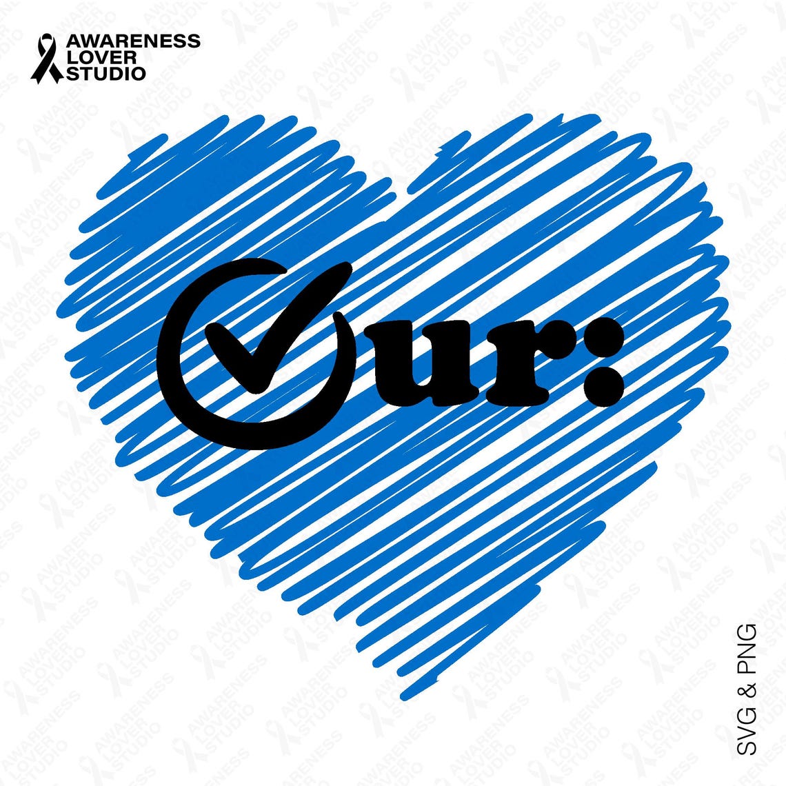 Check Your Colon Cancer SVG PNG: Colorectal Awareness, Blue Heart ...
