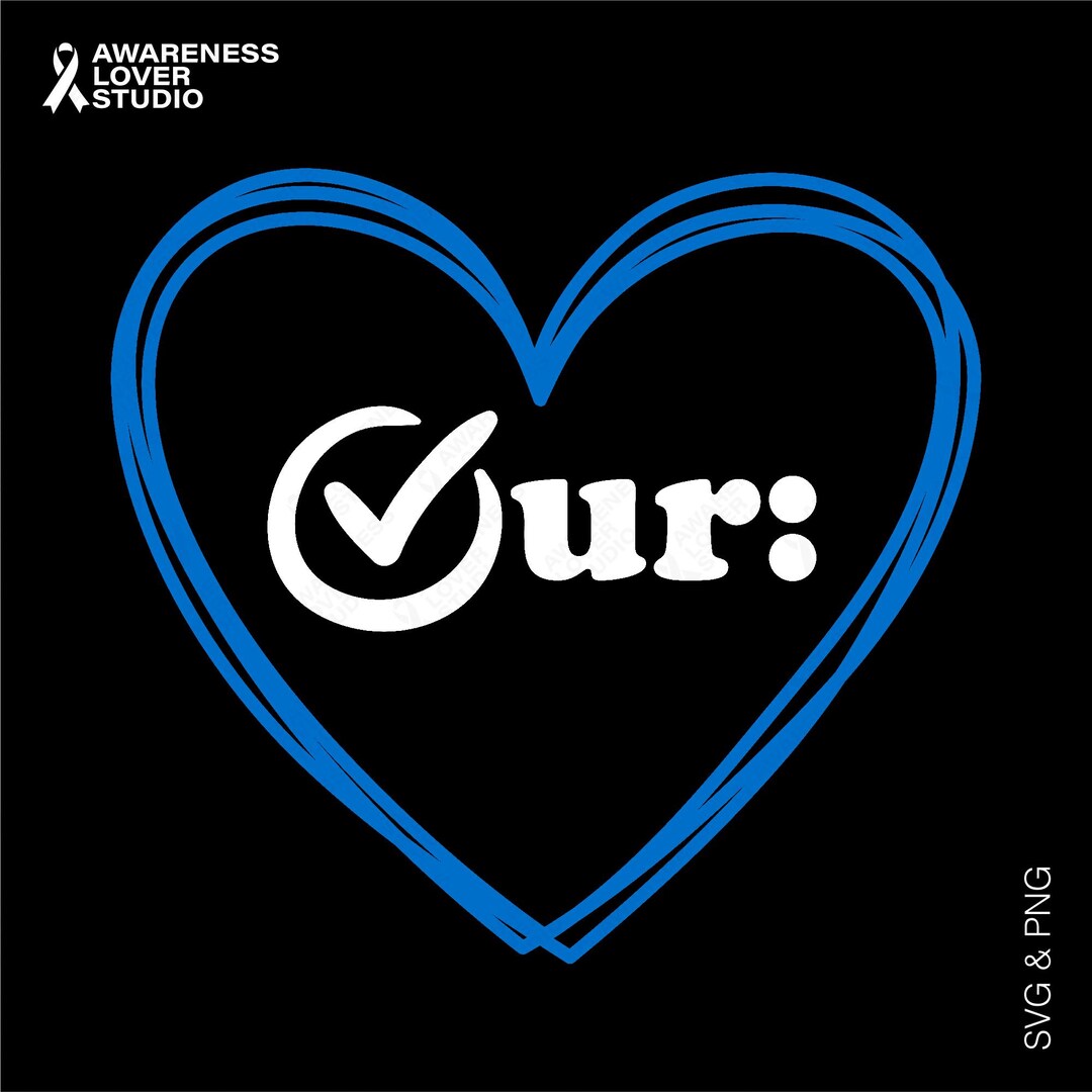 Check Your Cancer Svg Png, Blue Heart Svg, Colon Cancer Awareness ...