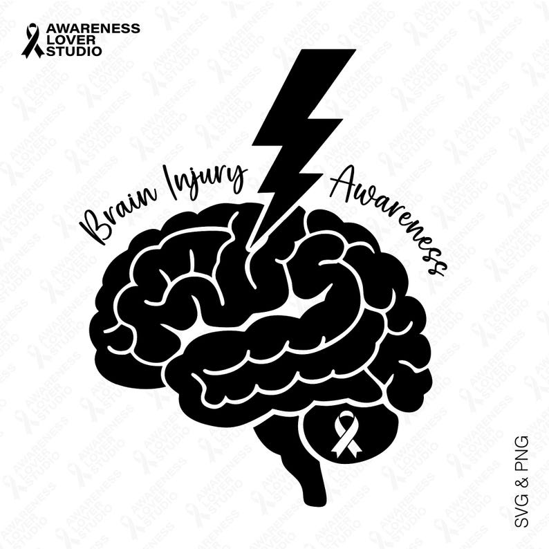 Brain Injury Awareness SVG PNG: TBI Support Green Ribbon Brain Health ...