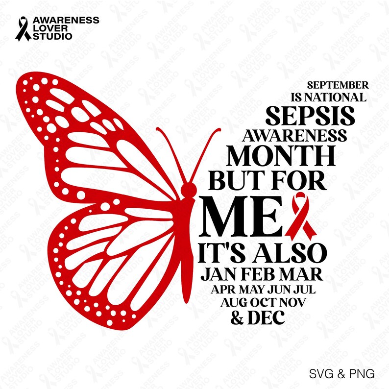 Sepsis Awareness Butterfly SVG PNG: National Sepsis Month Support ...