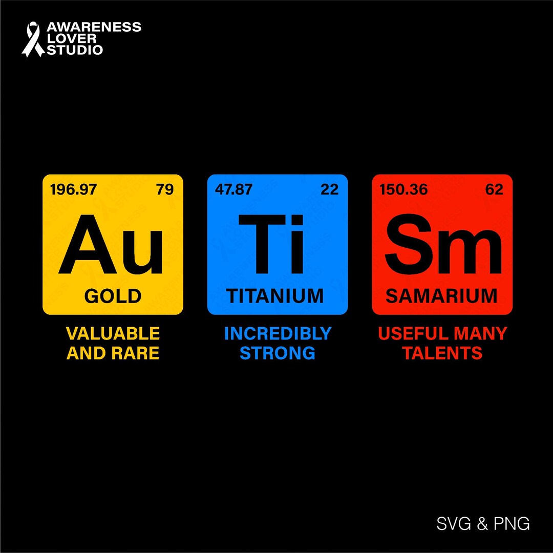 Autism Elements Periodic Table Svg Png, Autism Awareness Svg, Autism ...