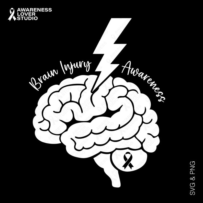 Brain Injury Awareness SVG PNG: TBI Support Green Ribbon Brain Health ...