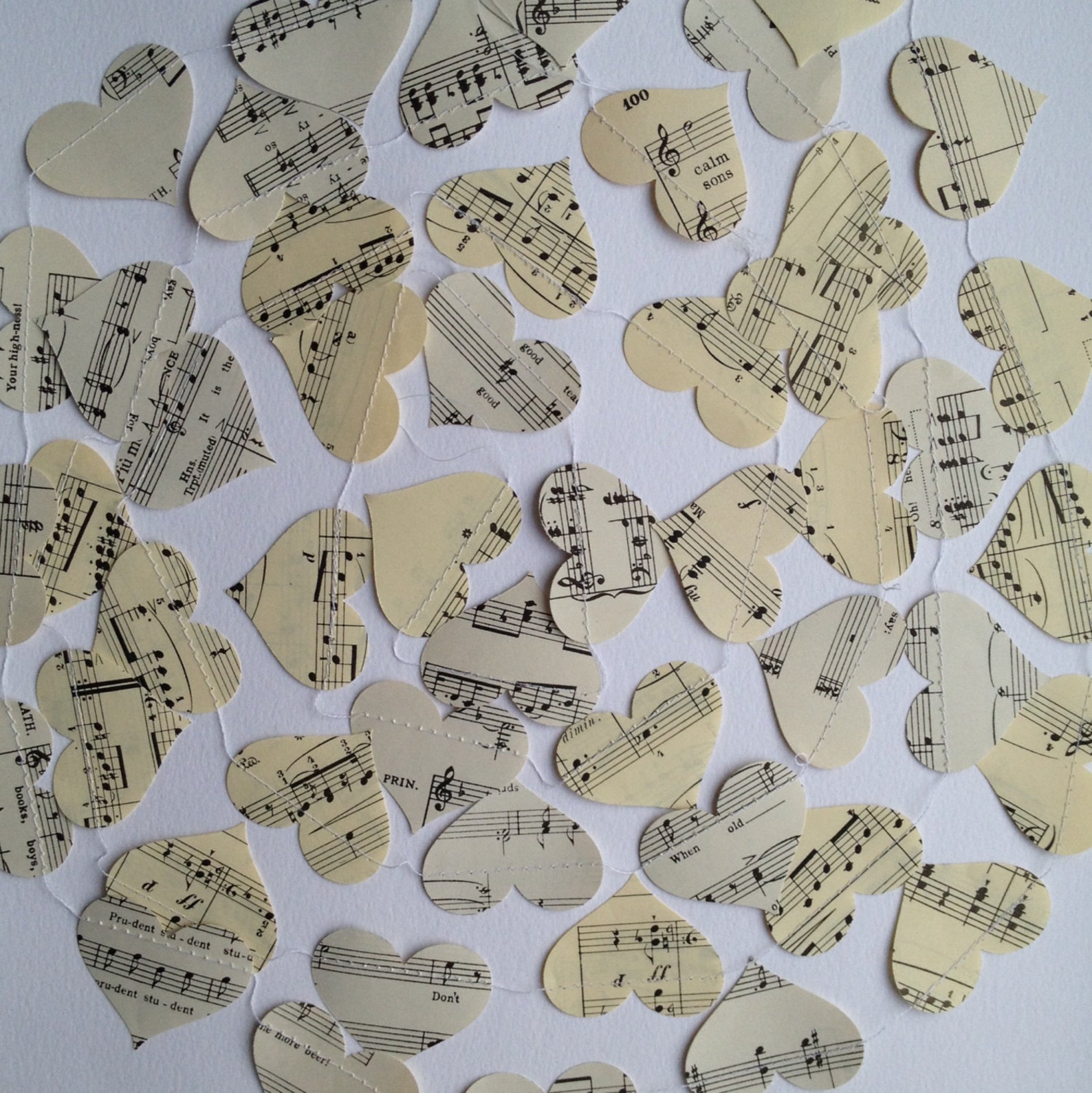 Horizontal Vintage Sheet Music Paper Heart Garland 10 15 - Etsy