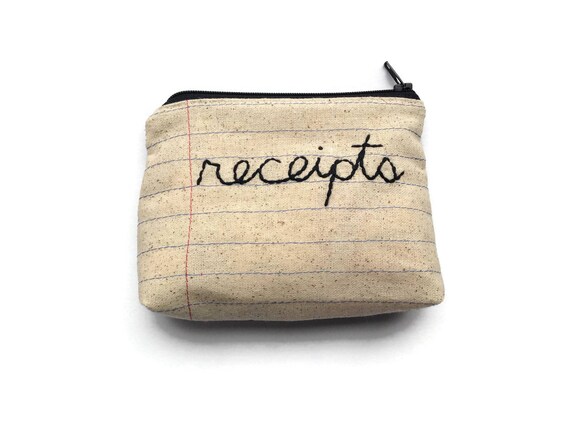 Receipts Bag Handmade Zip Pouch | Etsy