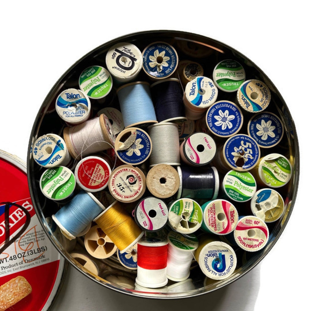Cookie Tin Filled With Vintage Sewing Notions - Thread - Instant ...