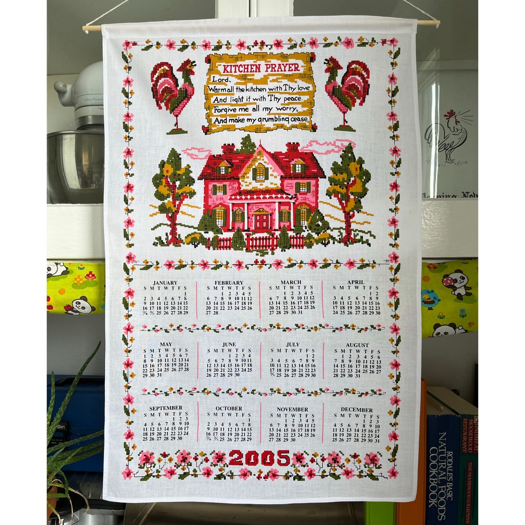 2005 Calendar Tea Towel - String and Dowel Included - Etsy