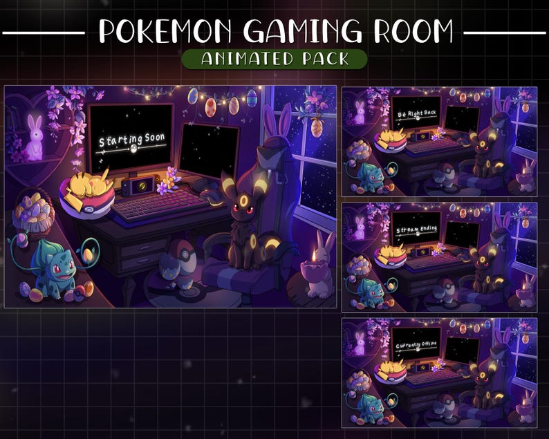 ANIMATED Stream Package: Pokemon Gaming Room Stream Overlay | Pikachu ...