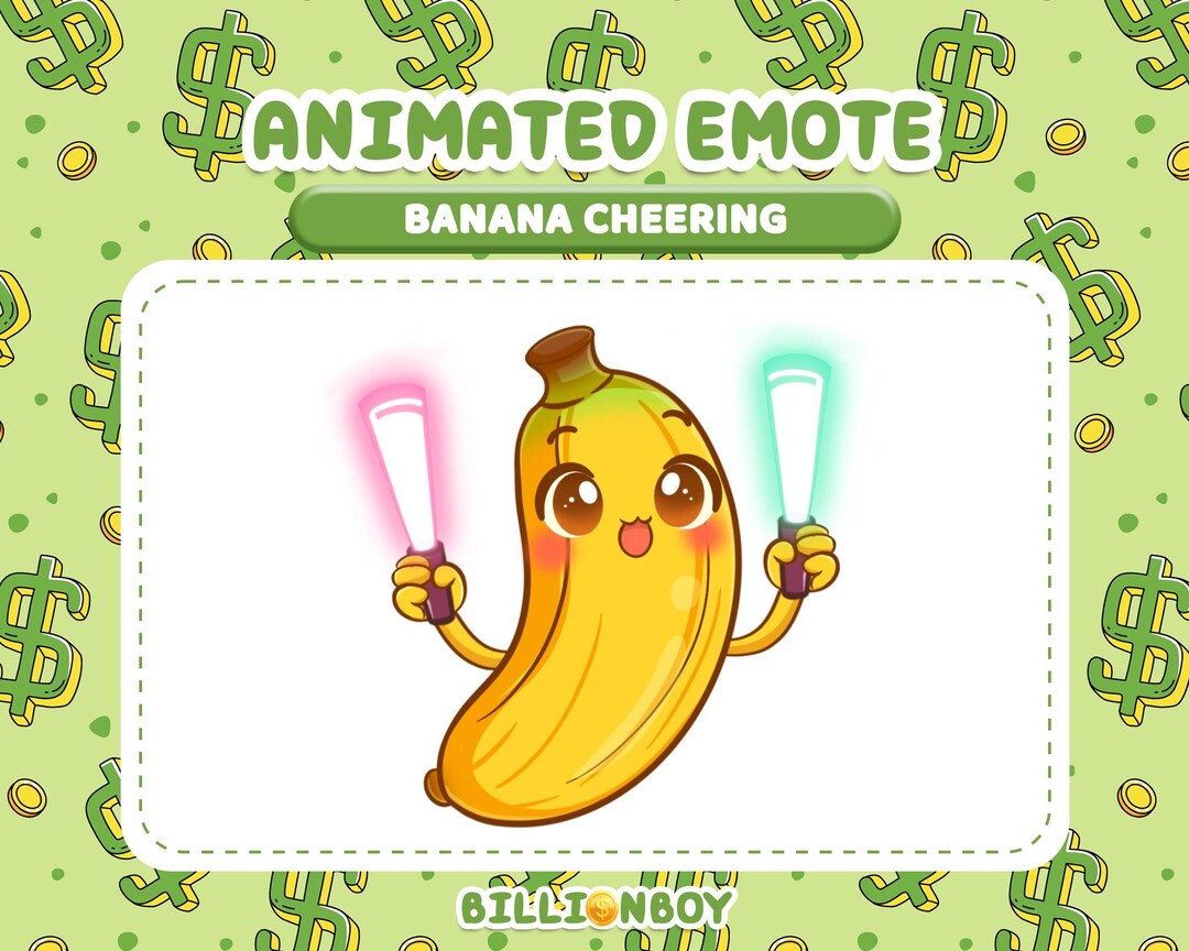 Animated Banana Cheering Emote – Kawaii Twitch/discord Emoji (digital ...
