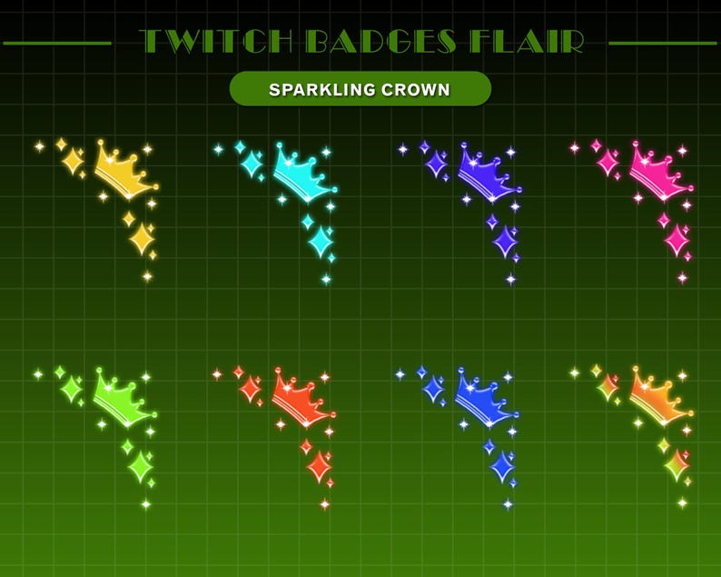 Twitch Sub Badges Flair - Sparkling Crown Flair Collection - Kawaii ...