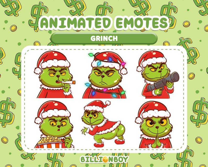 Animated Grinch Emotes for Twitch, Youtube, Discord, Kick | Funny ...