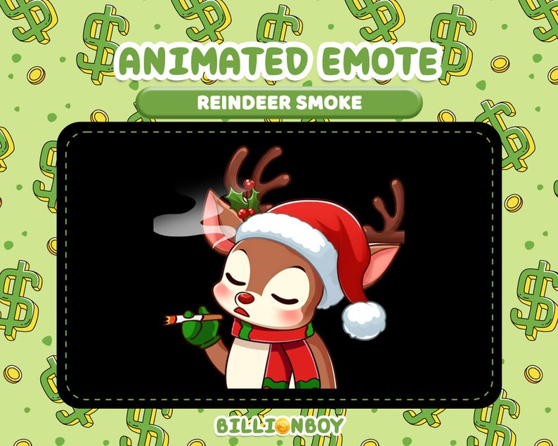 Animated Reindeer Smoke Emote for Twitch, Youtube and Discord - Smoking ...