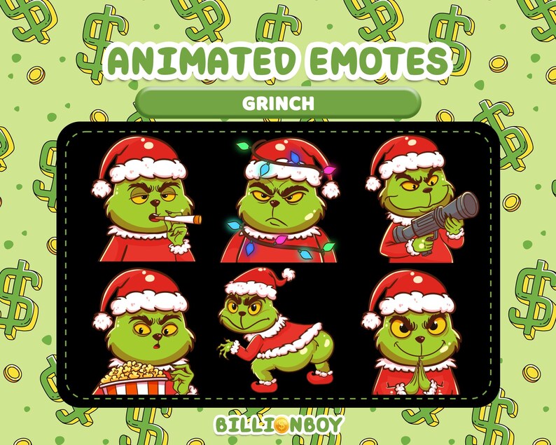 Animated Grinch Emotes for Twitch, Youtube, Discord, Kick | Funny ...