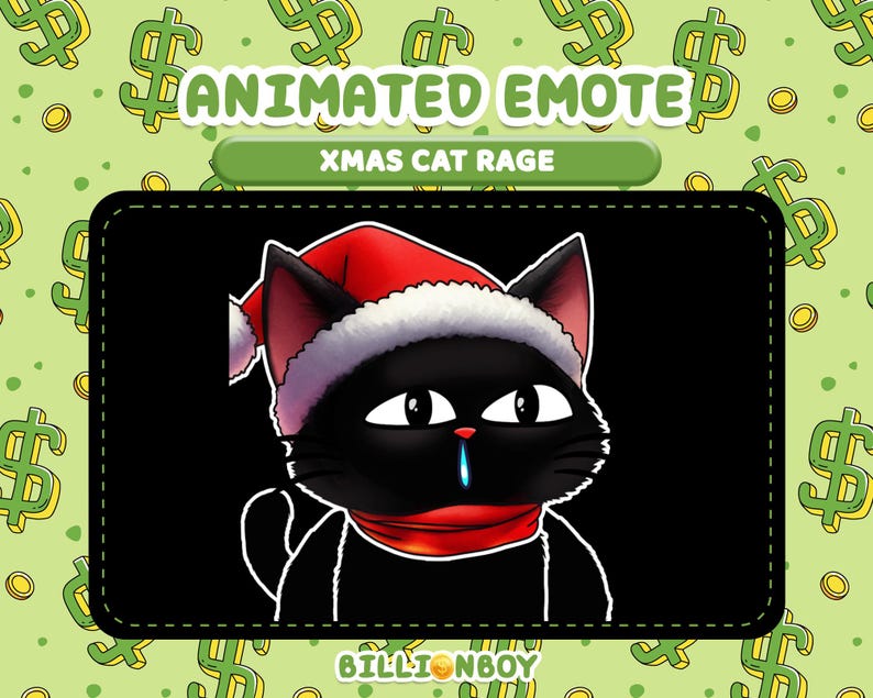 Animated Emote: Black Cat Runny Nose | Sneezingcat Xmas Emoji - Etsy
