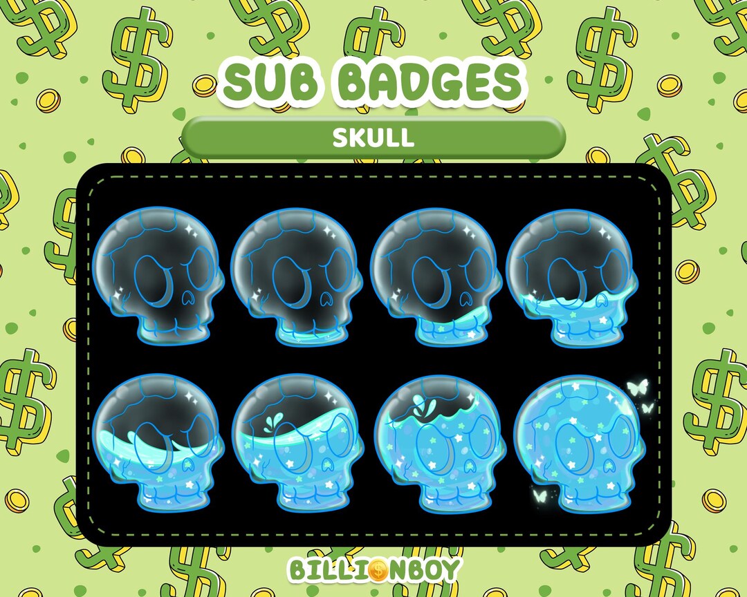 8 Skull Liquid Sub Badges for Twitch, Youtube | Loyalty Badges | Spooky ...