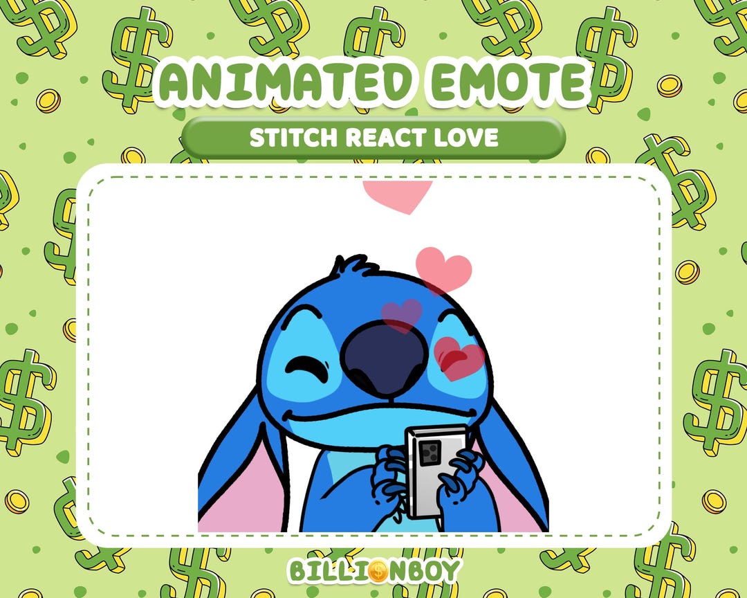 Animated Stitch React Love Emote | Twitch-discord- Youtube Streaming ...
