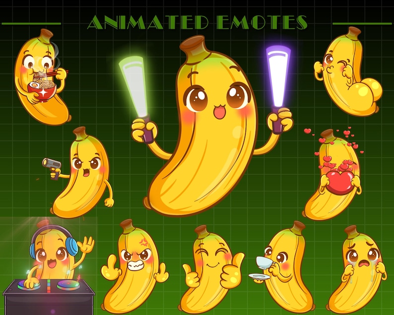 Animated Banana Emotes for Twitch, Youtube, Discord, Kick | Funny Emote ...