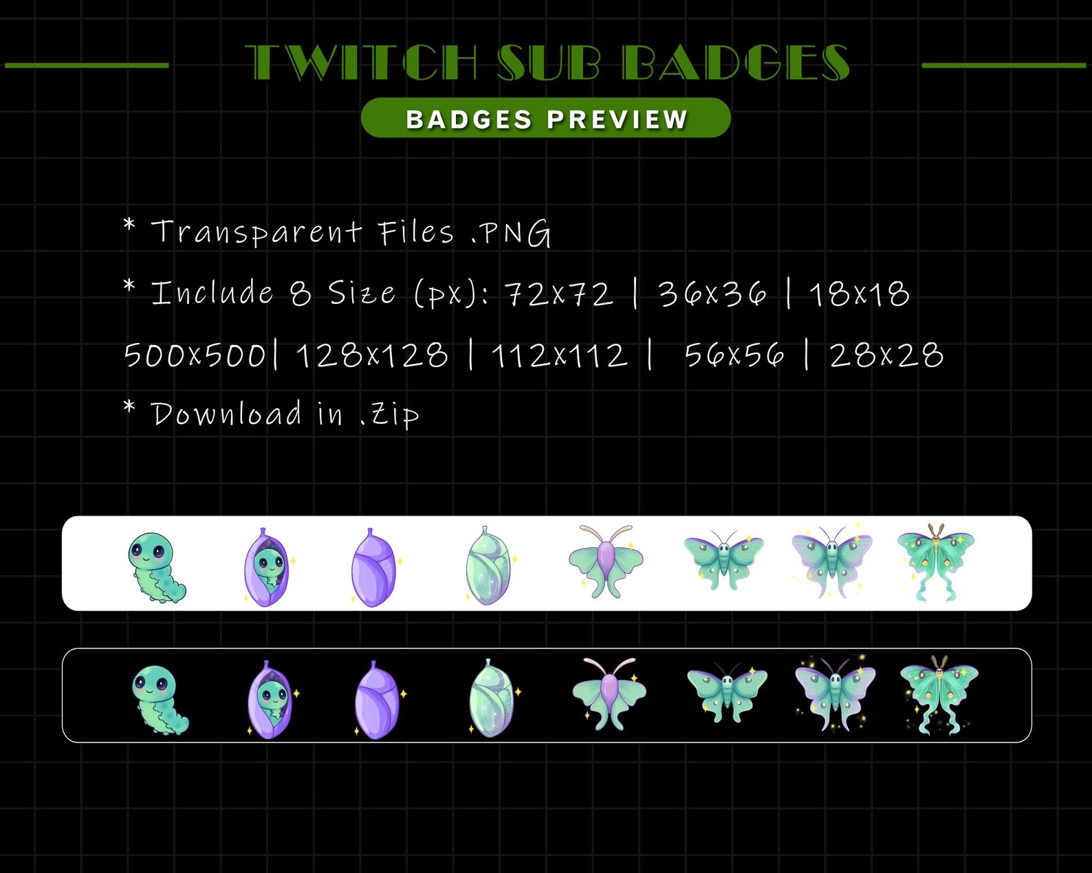 8xluna Moth Sub Badges| Twitch Sub Badges | Twitch Badges | Twitch Bit ...
