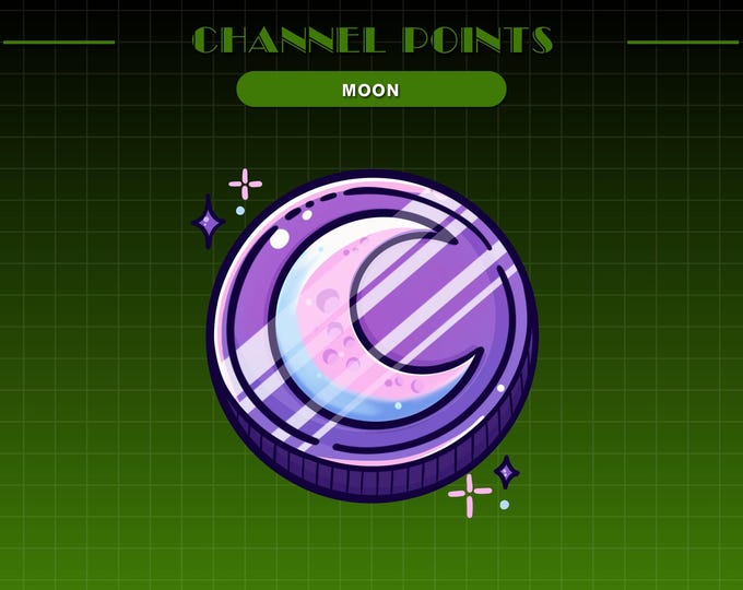 Purple Moon Channel Point Icon | Cute Twitch Reward | Lunar-themed ...