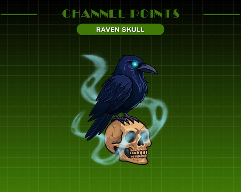 Raven Twitch Channel Point Icon | Skull Streamer Reward Badges (digital ...