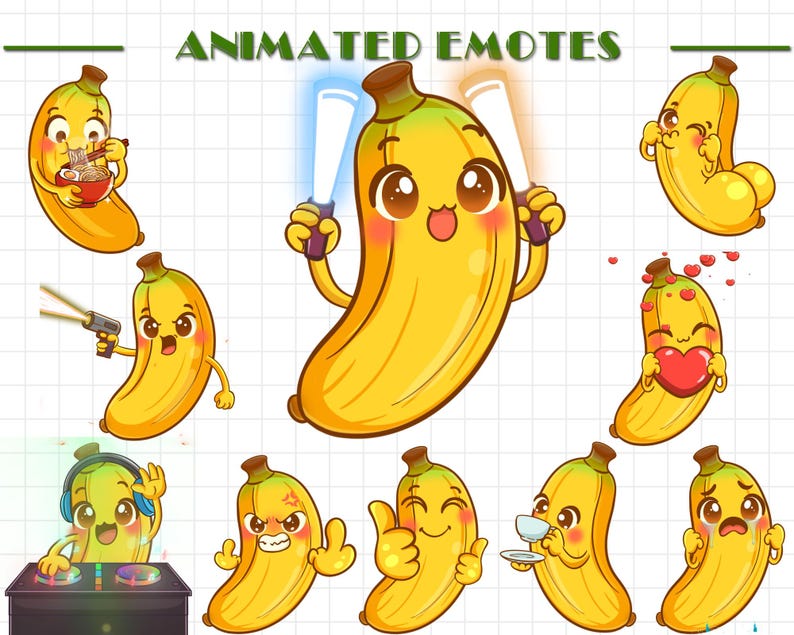 Animated Banana Emotes for Twitch, Youtube, Discord, Kick | Funny Emote ...