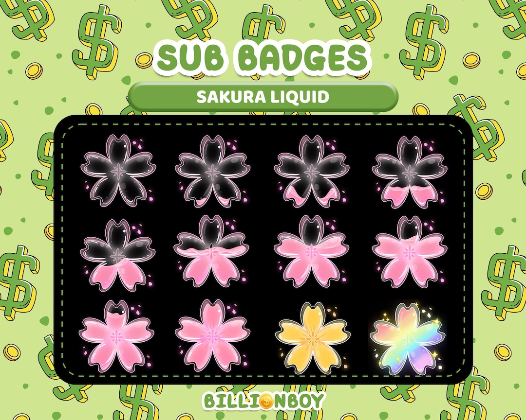 12x Pink Cherry Blossom Floating Badges - Cute Sakura Floral Badges ...
