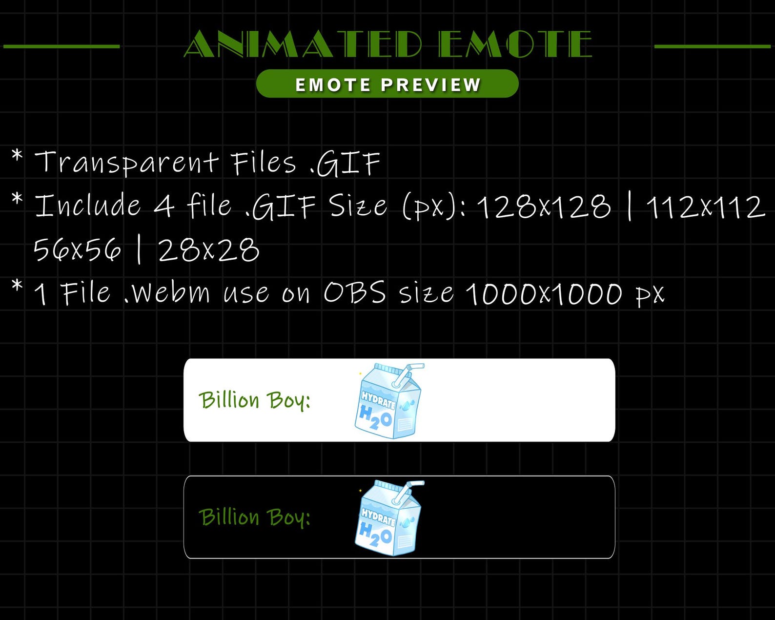 Hydrate H2O Animated Emote | Funny Meme Emote | GIF and WEBM for Twitch ...