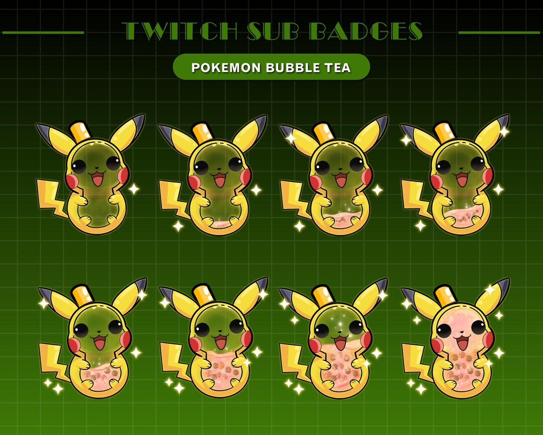 8xpikachu Bubble Tea Sub Badges| Pikachu Sub Badges | Twitch Badges ...