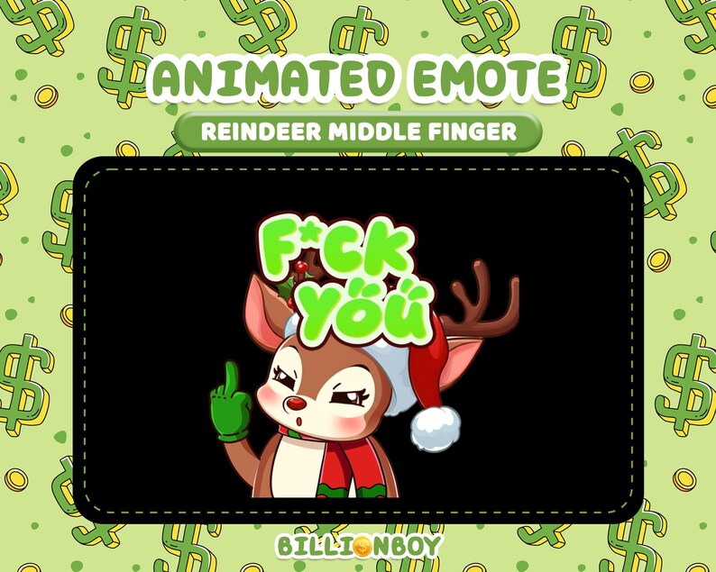 Animated Reindeer Middle Finger Emote for Twitch, Youtube and Discord ...