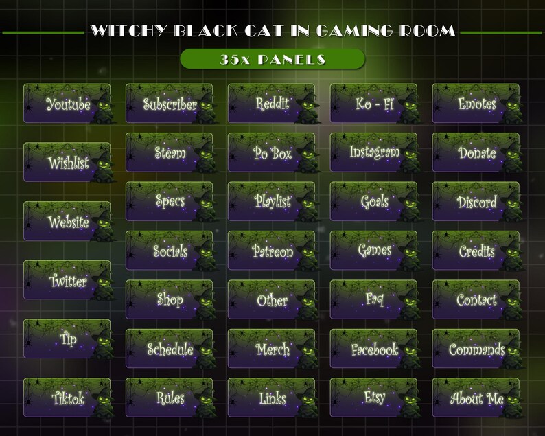 Animated Witchy Black Cat - Mystic Gaming Room Stream Overlay Package, Spooky Desk Twitch ...