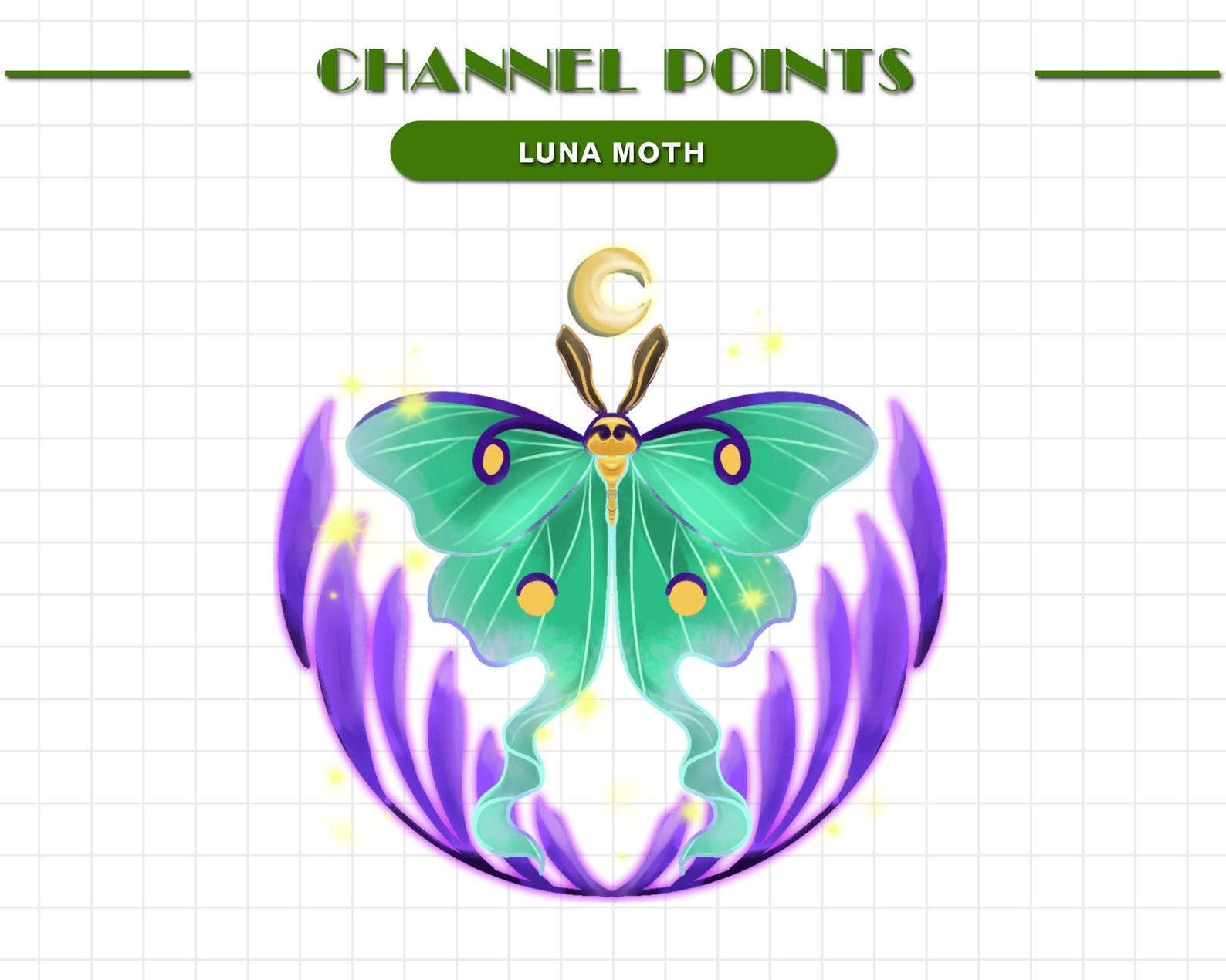 Luna Moth Channel Point Icon | Cute Twitch Reward | Moth-themed ...