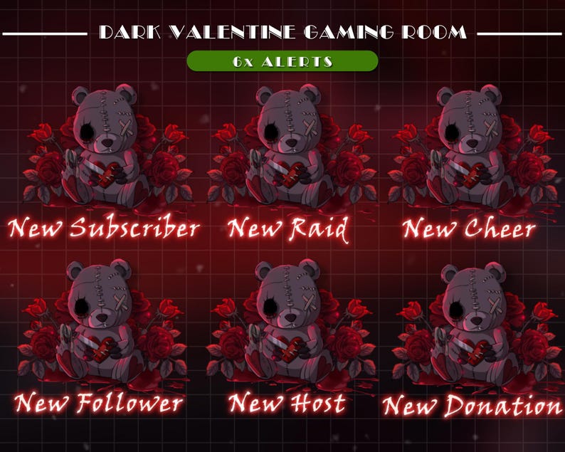 Animated Dark Valentine Gaming Room Stream Package | Gothic Twitch ...