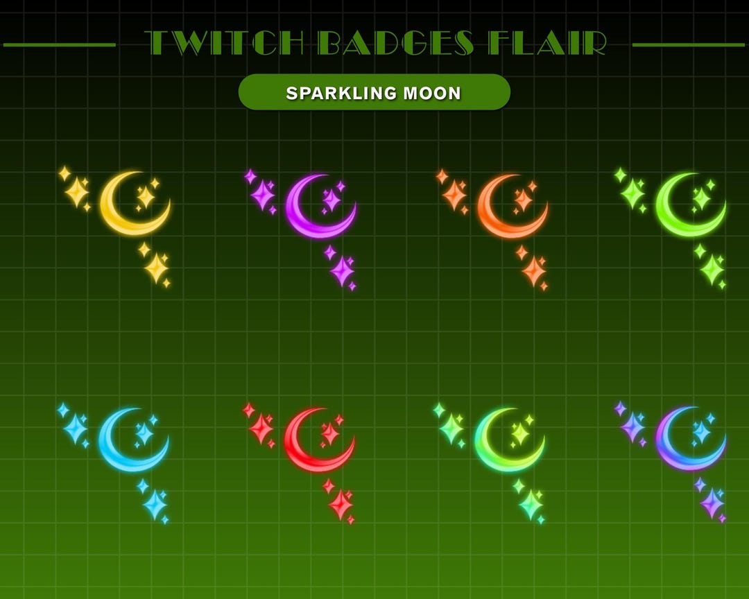 Glowing Moon Twitch Badges Flair – Celestial Streamer Sub Badges ...